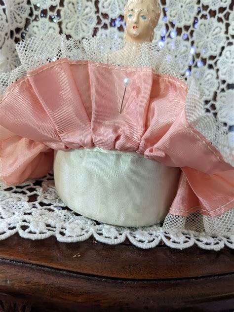 Vintage Half Doll Chalkware Pincushion Etsy