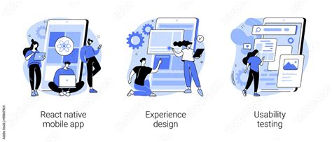 Mobile App Development Process Abstract Concept Vector Illustration Set React Native Mobile App
