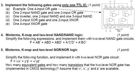Solved Implement The Following Gates Using Only One Ttl Ic 1 Point