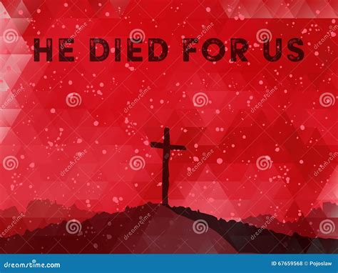Easter Scene With Cross Jesus Christ Watercolor Vector Illustr Stock
