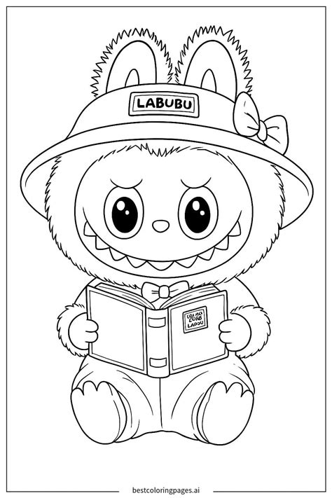 책을 읽는 라부부 색칠 페이지 무료 인쇄 가능 Bestcoloringpages Ai