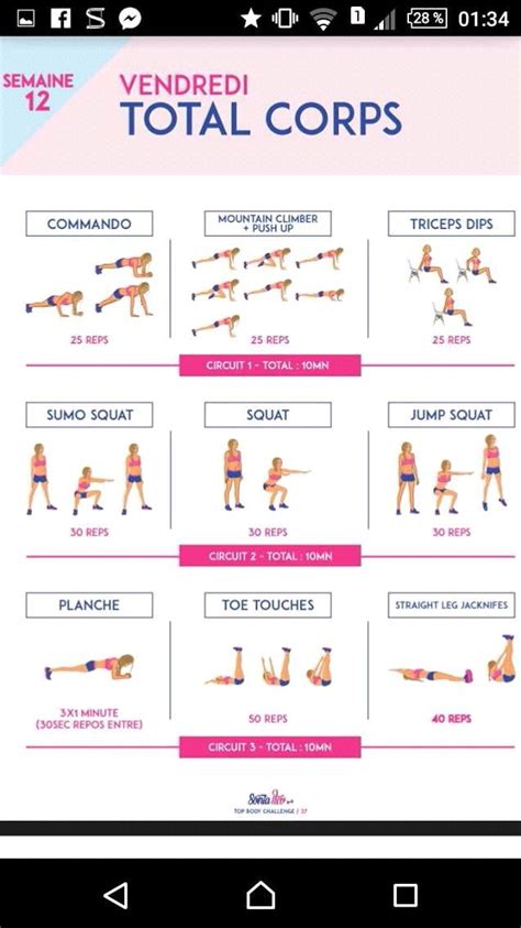 Semaine Vendredi Summer Body Challenge Body Challenge Top Body Challenge