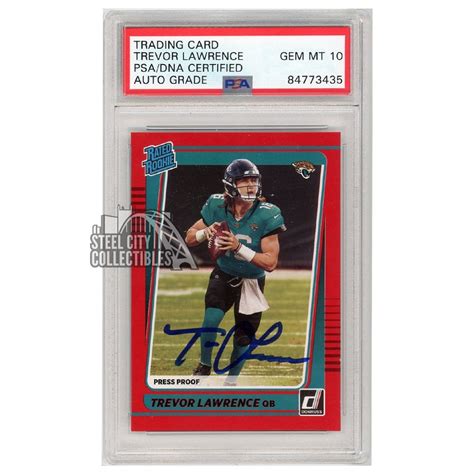 Trevor Lawrence Panini Donruss Press Proof Red Autograph Rookie Card PSA DNA