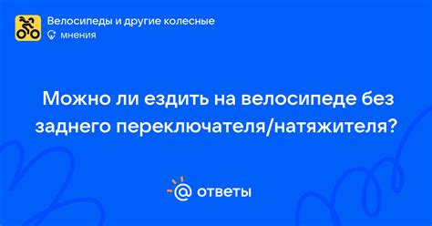 Можно ли ездить на велосипеде без заднего переключателя натяжителя User 300889045 Ответы Mail