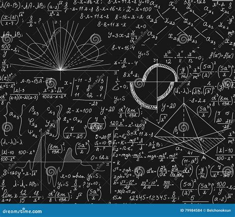Math Vector Seamless Pattern With Mathematical Formulas Technical
