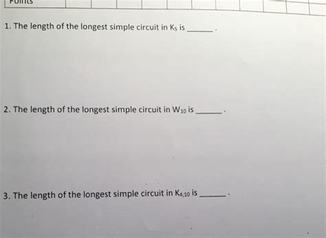 Solved The Length Of The Longest Simple Circuit Ks Is The