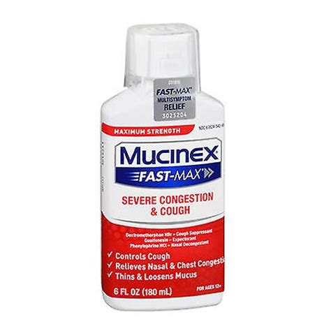 Mucinex Fast Max Severe Congestion Cough Liquid Maximum Strength 6 Oz