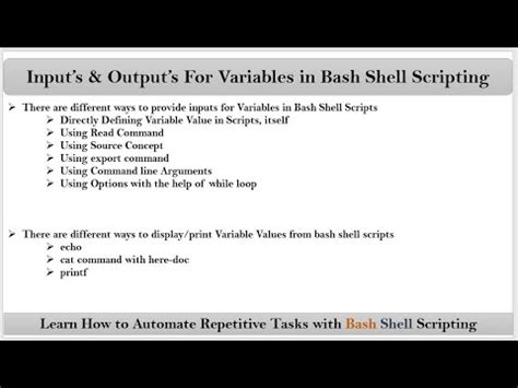 Section Video Inputs Outputs For Variables In Bash Shell Scripting YouTube