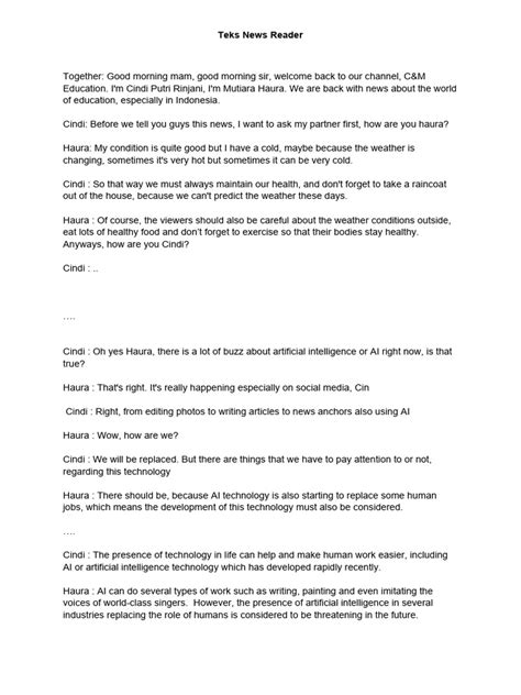 Teks News Reader Bahasa Inggris Pdf Artificial Intelligence