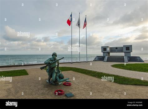 Omaha Beach War Memorial Of Falen Soldiers In Normandy France Stock