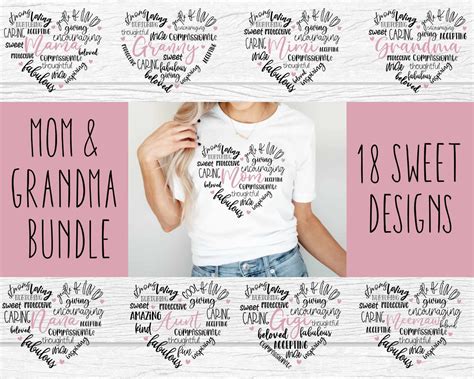 Mom And Grandma Memaw Design Mom Foster Mom Heart Tee Silhouette