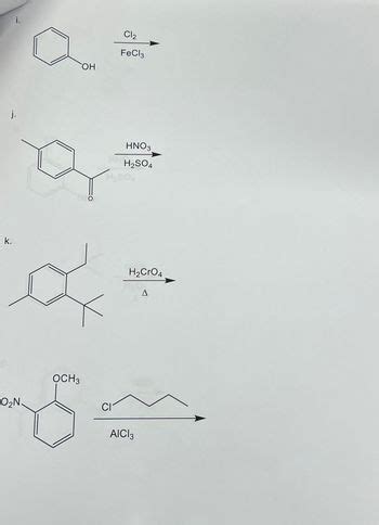 Answered: j. Cl2 a= OH FeCl3 HNO 3 H2SO4 H₂SO k.… | bartleby