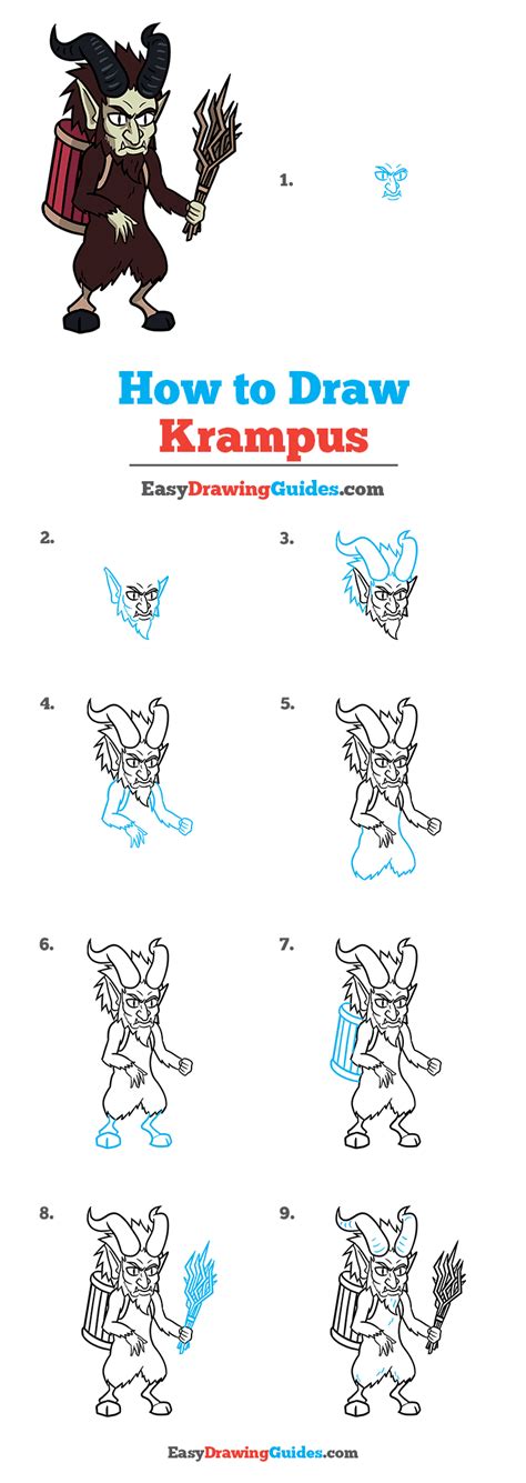 How To Draw Krampus Really Easy Drawing Tutorial