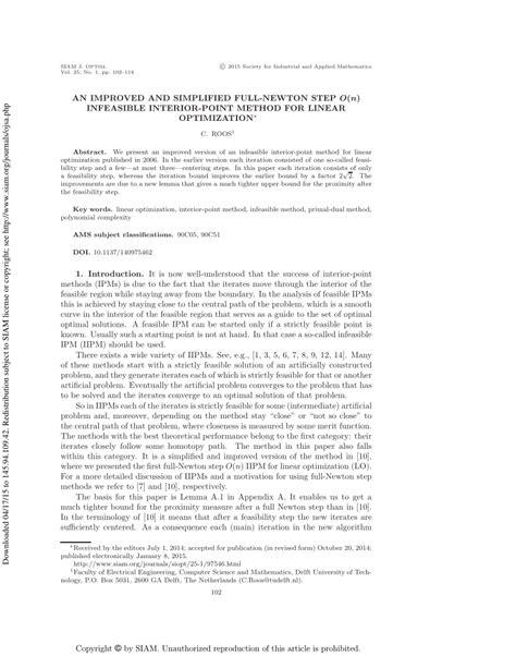 pdf an improved and simplified full newton step o n infeasible