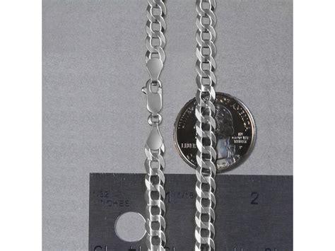 Classic Rhodium Plated Curb Chain In Sterling Silver 550 Mm