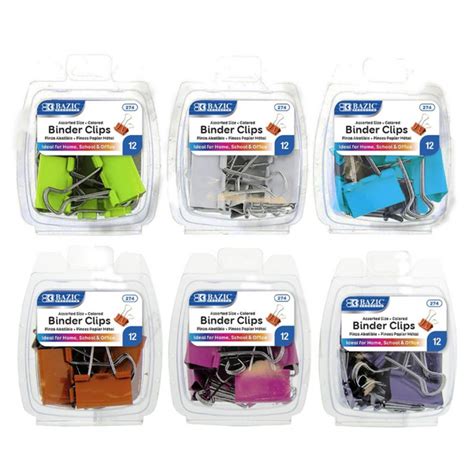 Bazic Assorted Size Color Binder Clip 12 Pack The Up Shop Very
