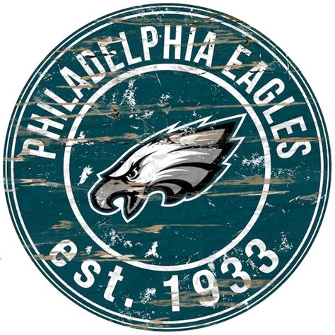 Nfl Philadelphia Eagles Round Distressed Established Wood Sign Etsy