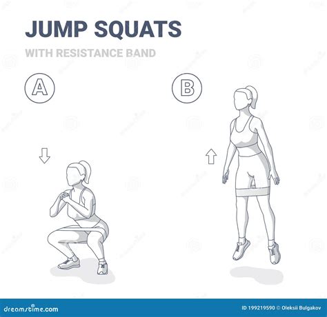 Squat Jumps With Resistance Band Female Home Workout Exercise Guidance