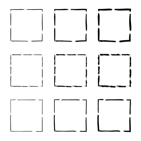 Premium Vector Hand Drawn Frames Black Square Shape Borders Set Of