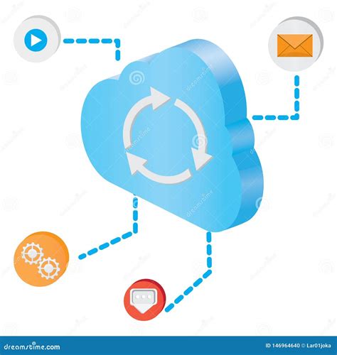Icono Computacional De La Nube 3d Con Diversos S mbolos Ilustración del