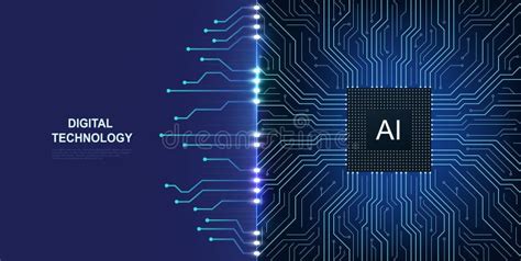 Artificial Intelligence Chip With Glowing Lines Innovative Machine Learning Concept Stock