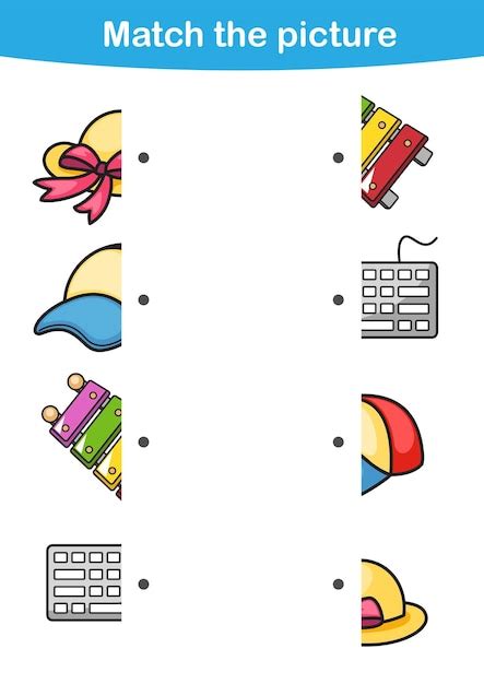 Juego Educativo De Emparejar Niños Unir Imágenes Vector Premium
