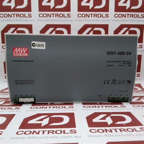 DRT-480-24 | Mean Well | Power Supply, 24VDC, 20A, 3 Phase, 480W