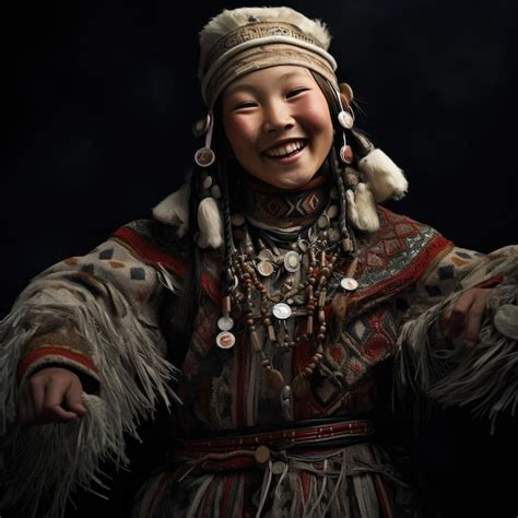 Premium Ai Image Yakut Girl Dancing National Dance In Yakut Clothes