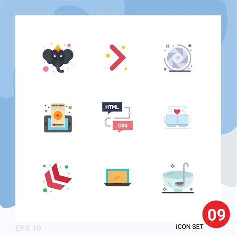 9 User Interface Flat Color Pack Of Modern Signs And Symbols Of