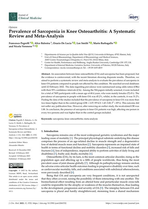 Pdf Prevalence Of Sarcopenia In Knee Osteoarthritis A Systematic