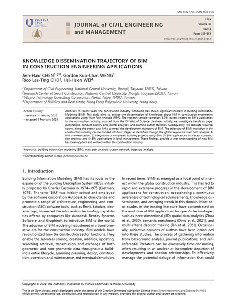 Knowledge Dissemination Trajectory Of Bim In Construction Engineering
