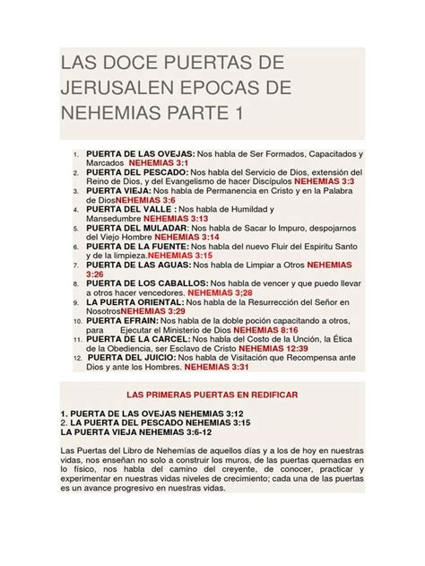 Las Doce Puertas de Jerusalen Epocas de Nehemias PDF Cristo título