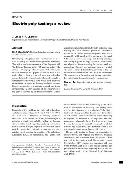 Pdf Electric Pulp Testing A Review The Endoexperience · Review