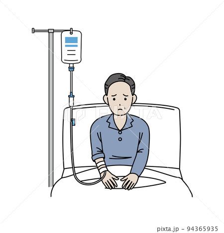 入院する中年の男性 病院 患者 病気 イラストのイラスト素材 94365935 PIXTA