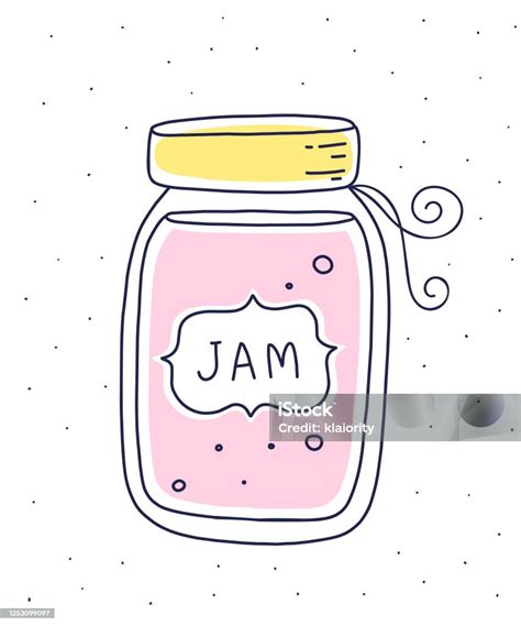 수제 잼 로프 및 흰색 배경에 라벨핑크 컬러 유리 항아리의 벡터 그림 0명에 대한 스톡 벡터 아트 및 기타 이미지 0명 결혼식 계절 Istock