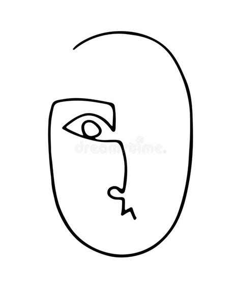 Silueta Linear Abstracta Del Rostro Humano Cartel Moderno De La