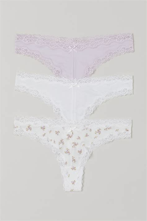 3er-Pack Brazil Slips - Niedriger Bund - Weiß/Geblümt - Ladies | H&M DE