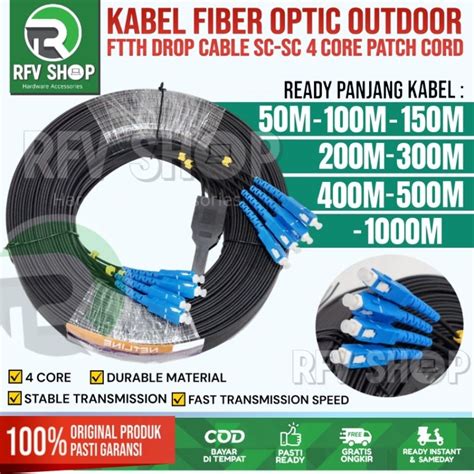 Jual KABEL FIBER OPTIC FO 4 CORE PRECON FTTH SC SC OUTDOOR 500 METER