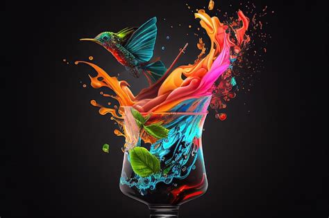 Premium Photo Trendy Alcoholic Cocktail With Colorful Ingredients