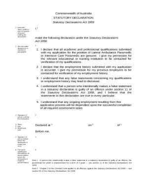 Make The Following Declaration Under The Statutory Declarations Act Doc Template PdfFiller