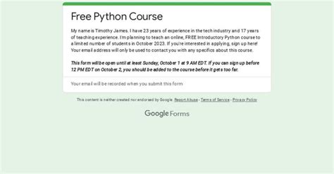 Timothy James On Linkedin Free Python Course