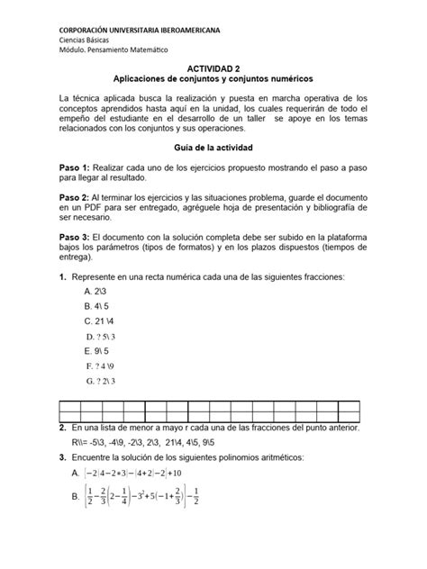Actividad 2 Aplicaciones De Conjuntos Y Conjuntos Numéricos