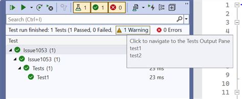 First Unit Test Console Entry Causes Vs Test Explorer Warning · Issue