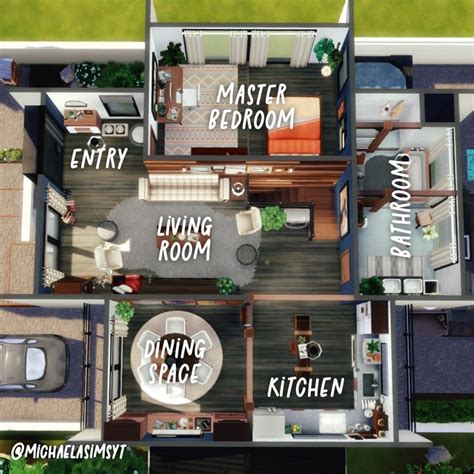 Scandinavian Modern Home 🌻 Floor Plan The Sims 4 Speed Build No