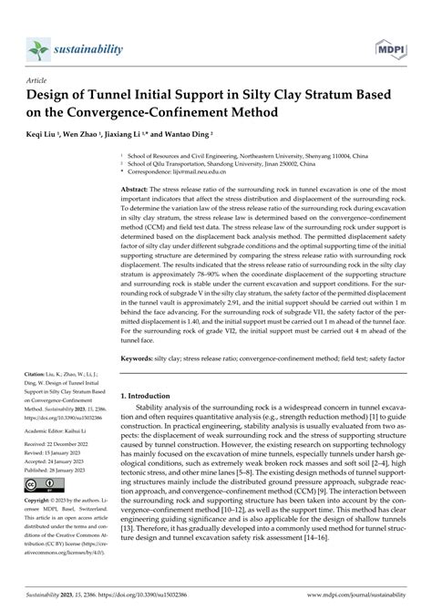 Pdf Design Of Tunnel Initial Support In Silty Clay Stratum Based On