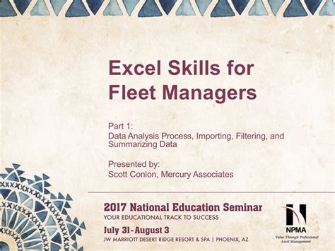 Fleet Data Analysis Through Excel Training