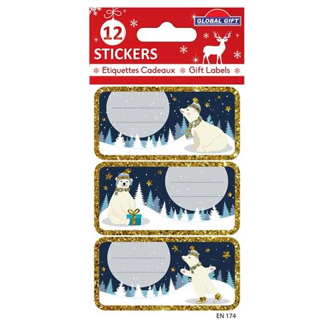 12 étiquettes adhésives de Noël Ours blancs Global Gift Leroy Merlin
