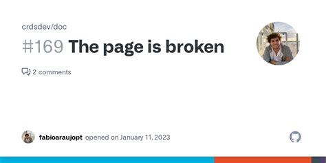 The Page Is Broken · Issue 169 · Crdsdevdoc · Github