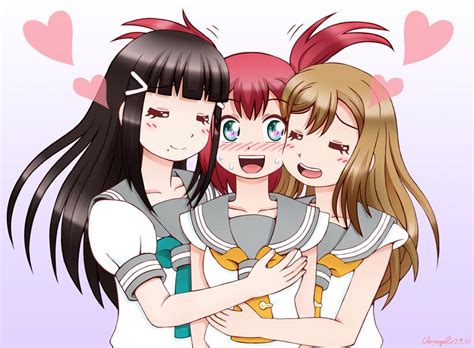 Dia And Hanamaru Hugging Ruby Love Live Sunshine Wholesomeyuri