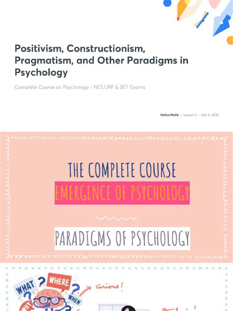 Positivism Constructionism Pragmatism And Other Paradigms In Psychology